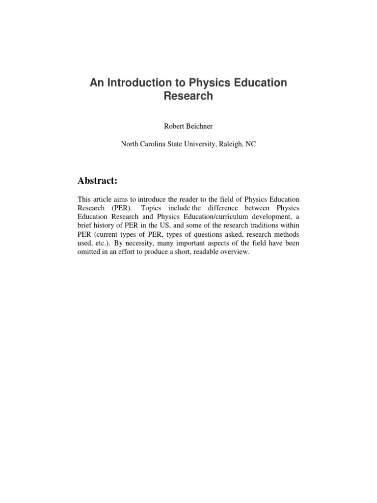 An Introduction To Physics Education Research | PDF | Physics | Science ...