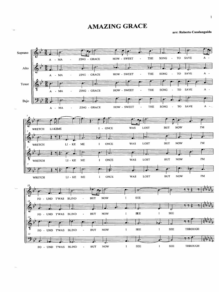 AMAZING GRACE Partitura Coral PDF | PDF
