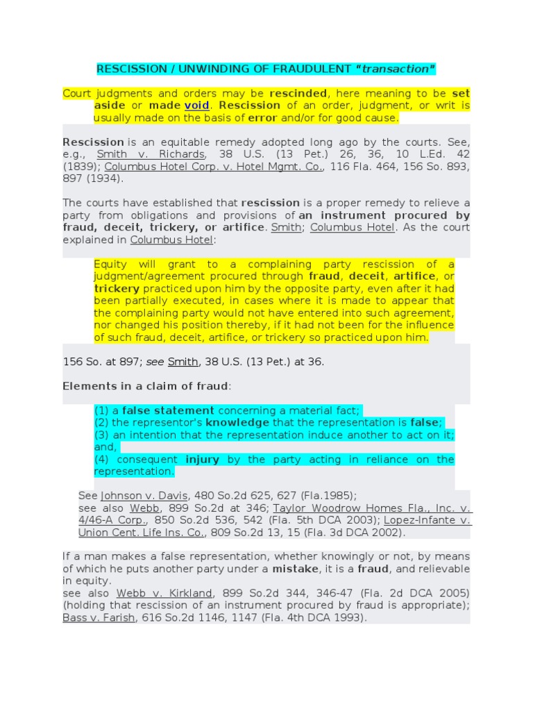 Rescission | PDF | Civil Law (Common Law) | Civil Law (Legal System)