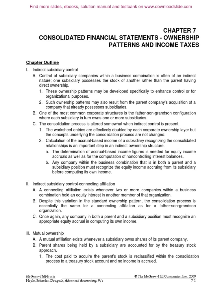 SM Hoyle AdvAcc11e Ch07 | PDF | Consolidation (Business) | Deferred Tax