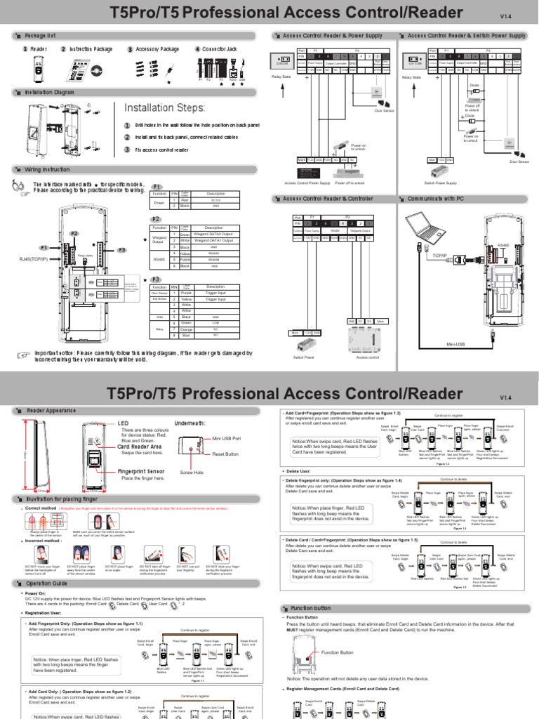 Guide Anviz T5Pro T5 v1 4 EN PDF | PDF | Electrical Connector | Access ...