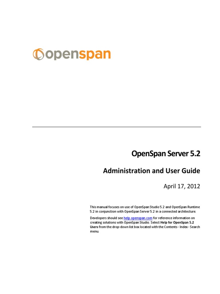 OpenSpan Server 5.2 Admin and User Guide | PDF | Server (Computing ...