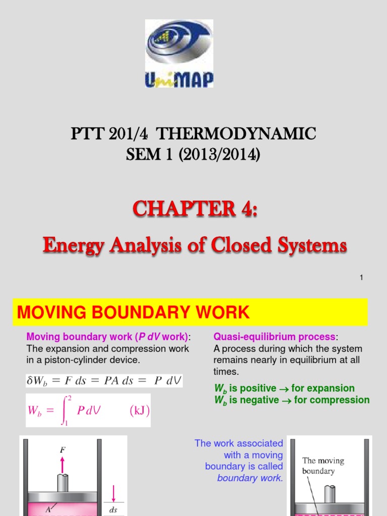 CHAPTER 4-Energy Analysis of Closed System | PDF | Heat Capacity | Enthalpy