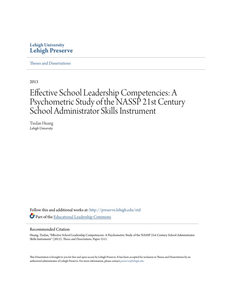 Effective School Leadership Competencies | PDF | Leadership ...