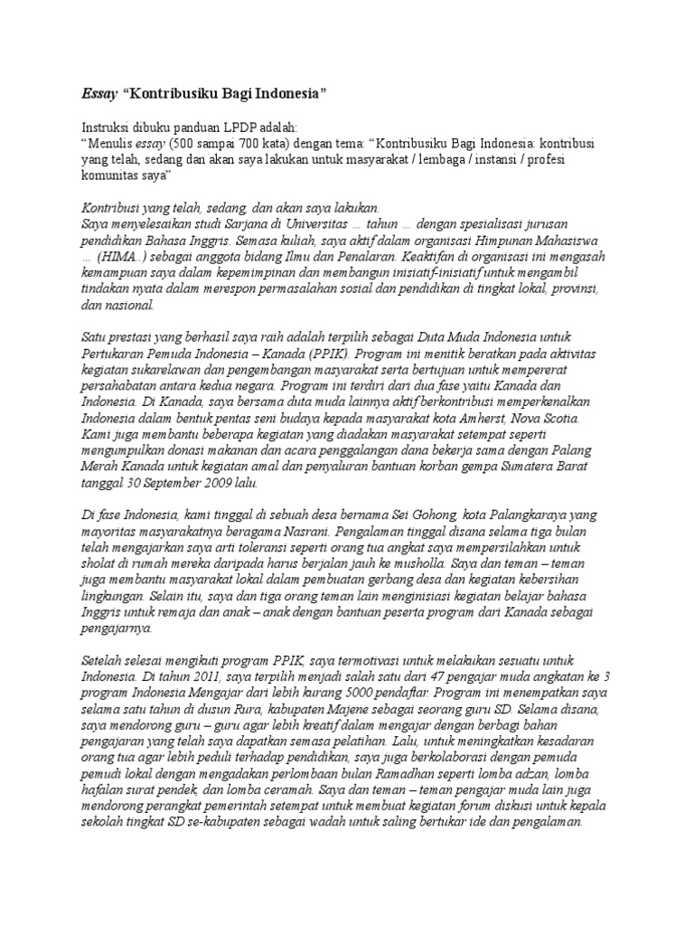 Essay Beasiswa Draft | PDF