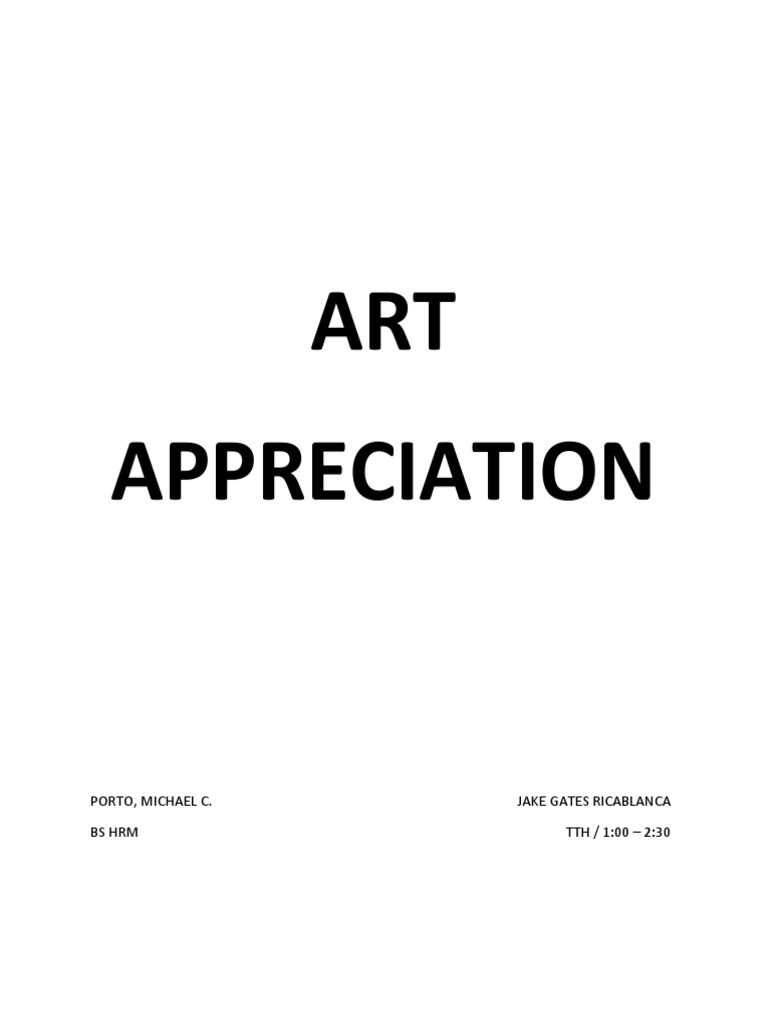 ART Appreciation: Porto, Michael C. Jake Gates Ricablanca Bs HRM TTH ...