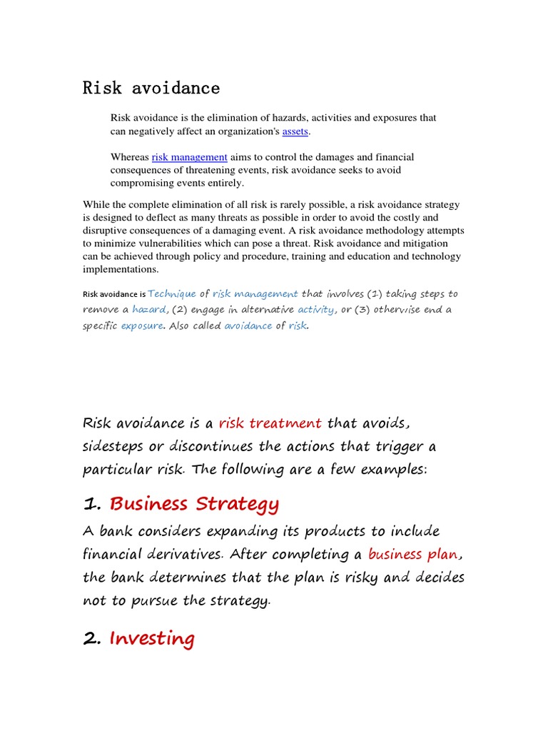 Risk Avoidance | PDF | Risk | Risk Management