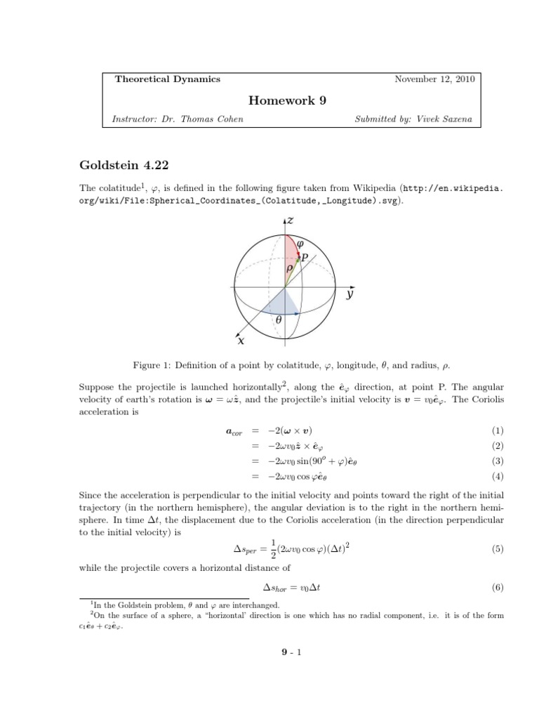 Solutions - HW9 Goldstein PDF | PDF | Eigenvalues And Eigenvectors | Trigonometric Functions