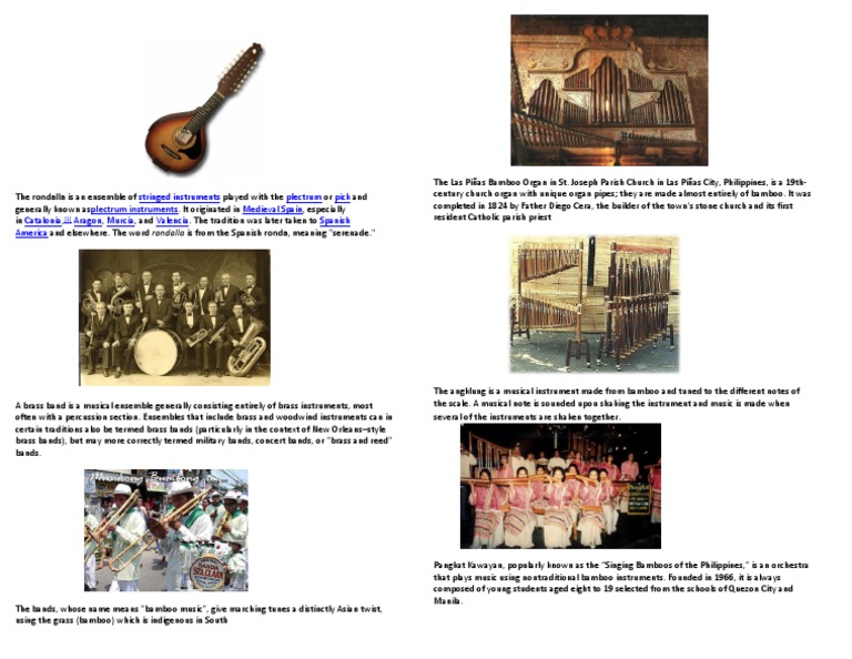 RONDALLA, BRASS BAND, MUSIKONG BUMBONG, BAMBOO ORGAN, ANKLUNG, PANGKAT ...