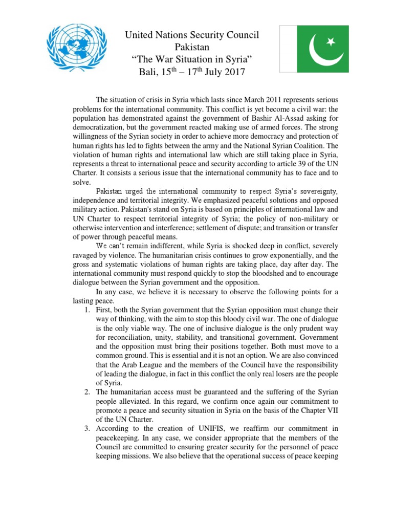 Position Paper Pakistan | PDF | Syria | United Nations