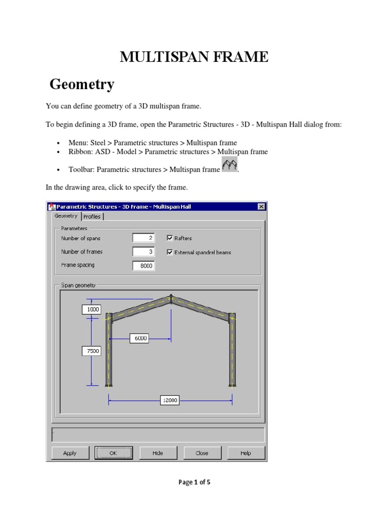 Multispan Frame Geometry | PDF | Beam (Structure) | Computing