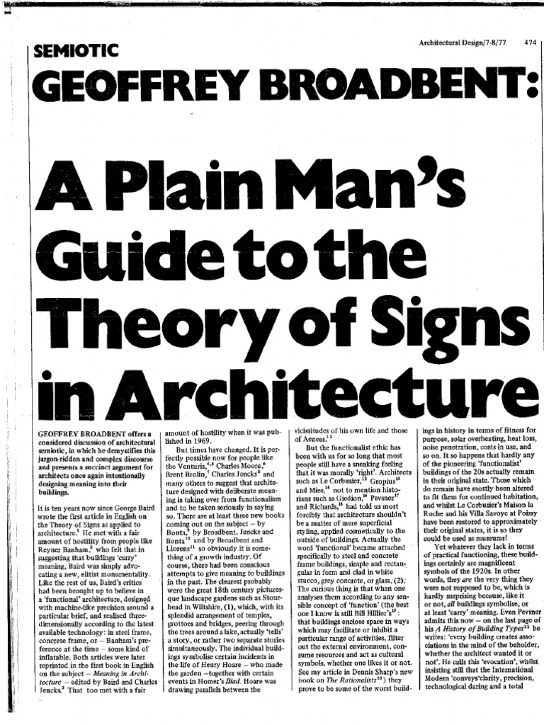 A Plain Mans Guide To The Theory of Signs in Architecture | PDF