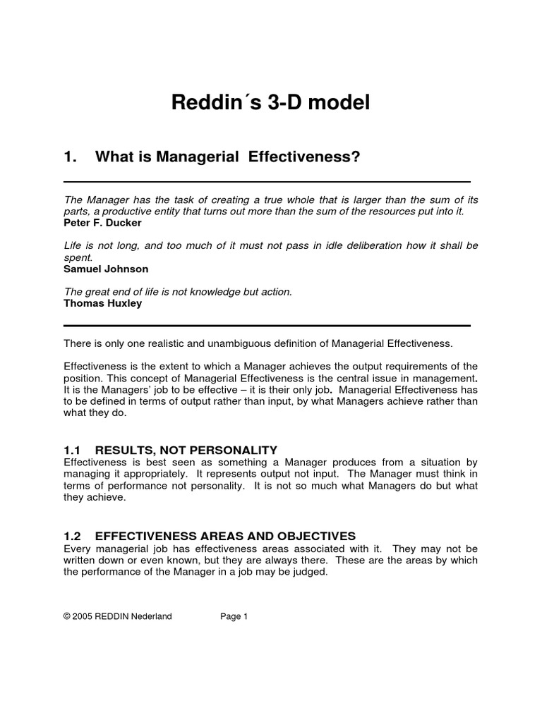 Reddin 3D Model | PDF | Cognition | Psychological Concepts