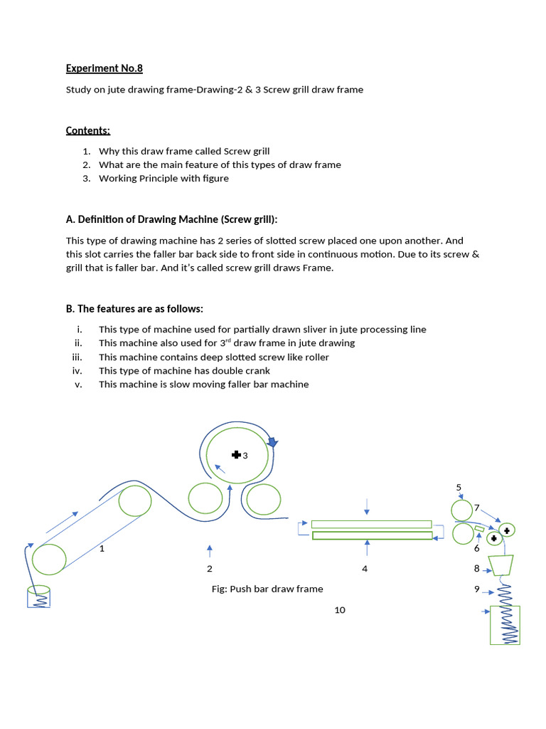 Study in Jute Drawing Frame-Drawing 2 & 3 Screw Grill Draw Frame | PDF