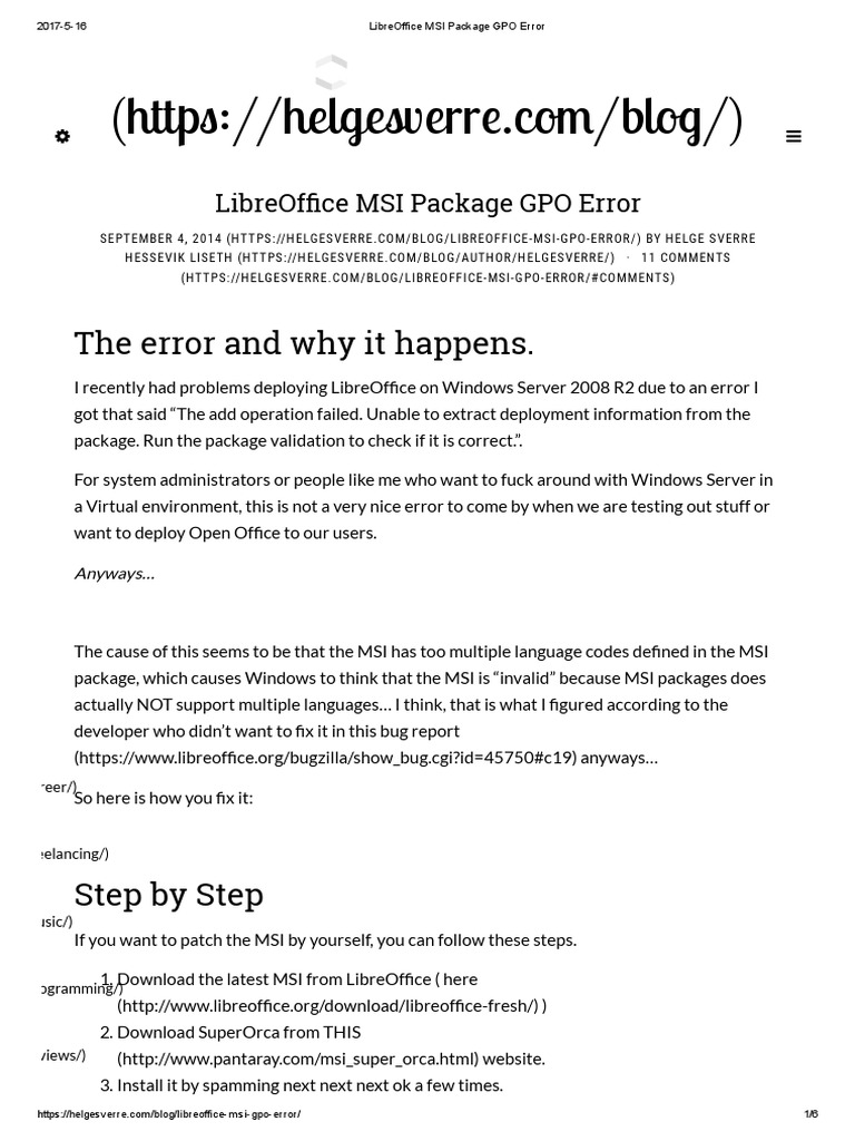 Fix LibreOffice MSI GPO Error | PDF | Microsoft Software | Cyberspace