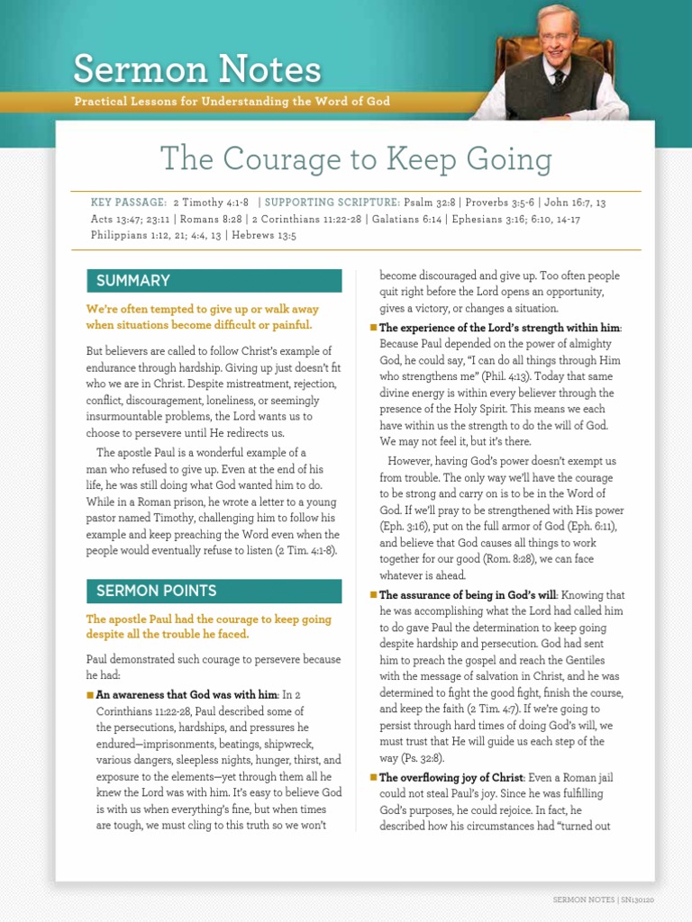 The Courage To Keep Going | PDF | Paul The Apostle | Epistle To The ...