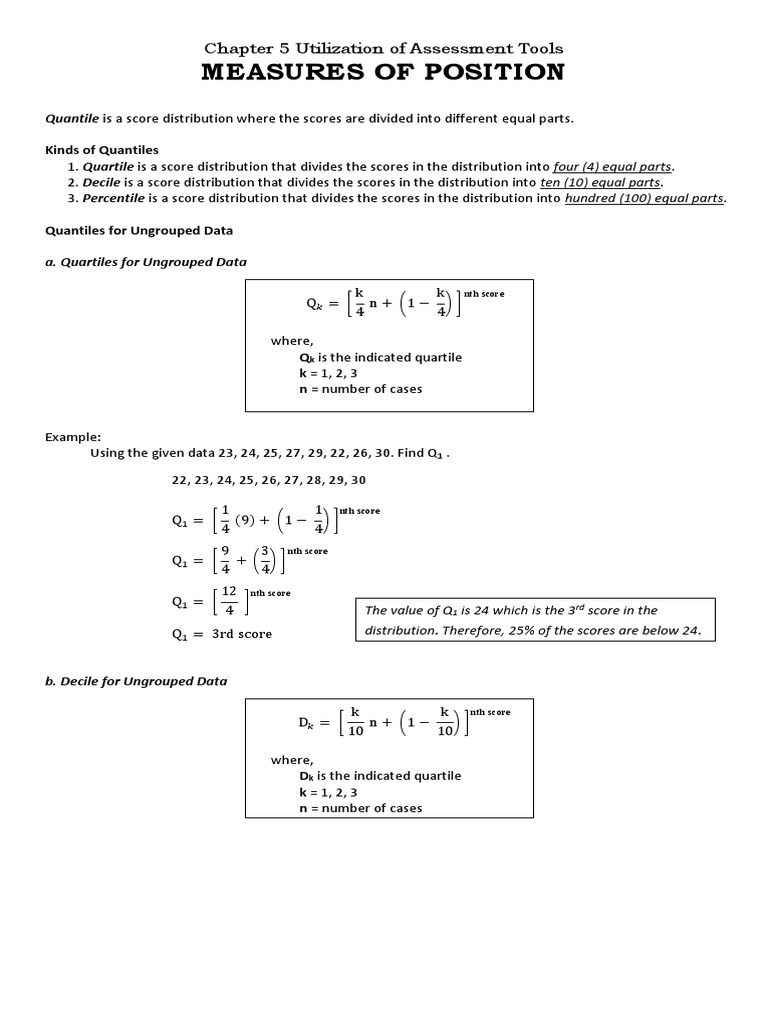 Chapter 5 Utilization of Assessment Tools | PDF | Quantile | Data Analysis