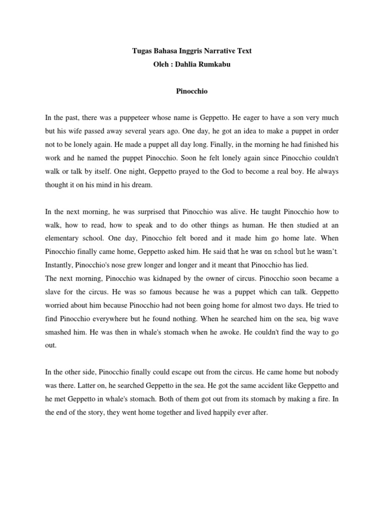 Narrative Text Pinocchio | PDF