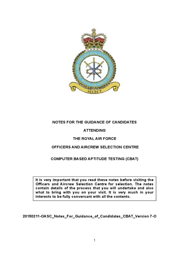 20150211-Notes For Guidance Cbat V7-O | PDF | Officer (Armed Forces ...
