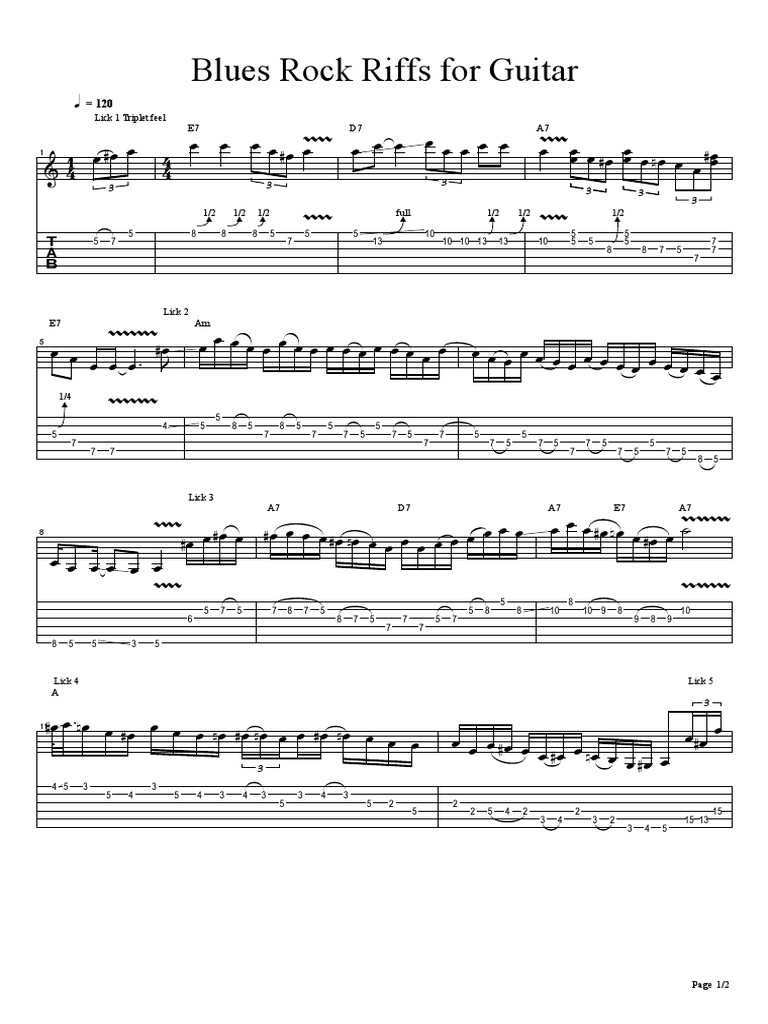 Blues Licks - Blues Rock Riffs For Guitar | Download Free PDF | Popular ...