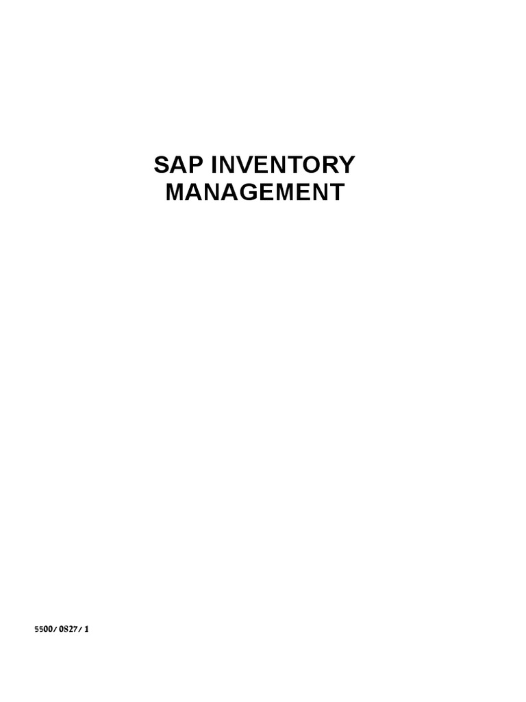 SAP Inventory Management PDF | PDF