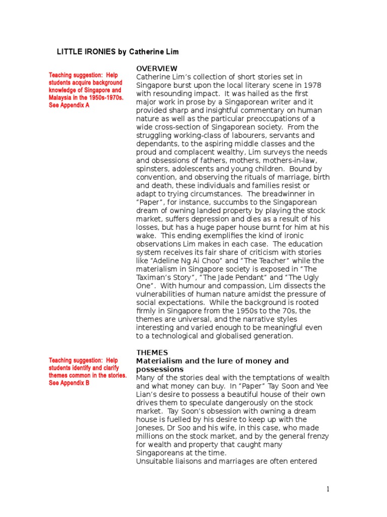 Little Ironies - Notes | PDF | Irony | Narrative