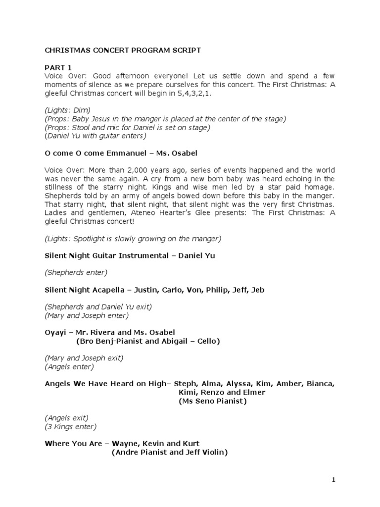 Christmas Concert Program Script | PDF | Christmas Carols | Christmas