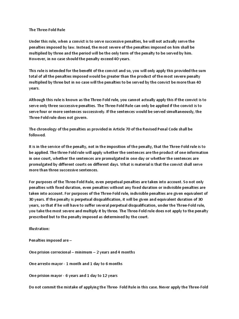 The Three. Fold Rule | PDF | Sentence (Law) | Capital Punishment