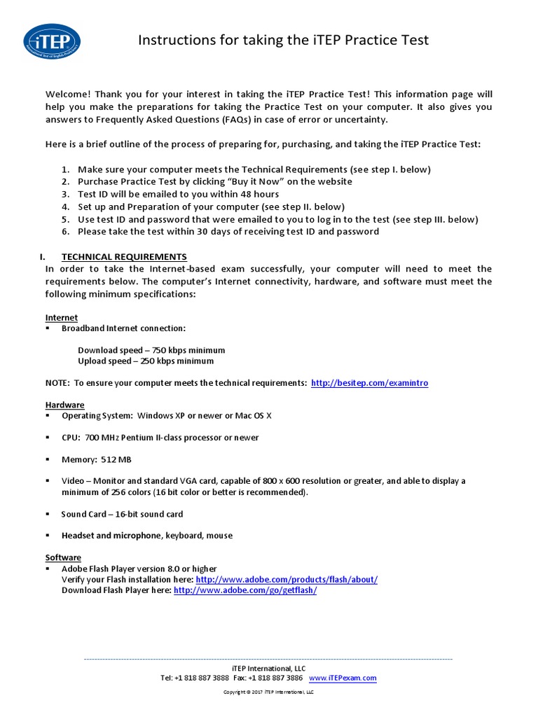 Instructions for Taking the ITEP Practice Test 22DEC16 1 | Web Browser ...