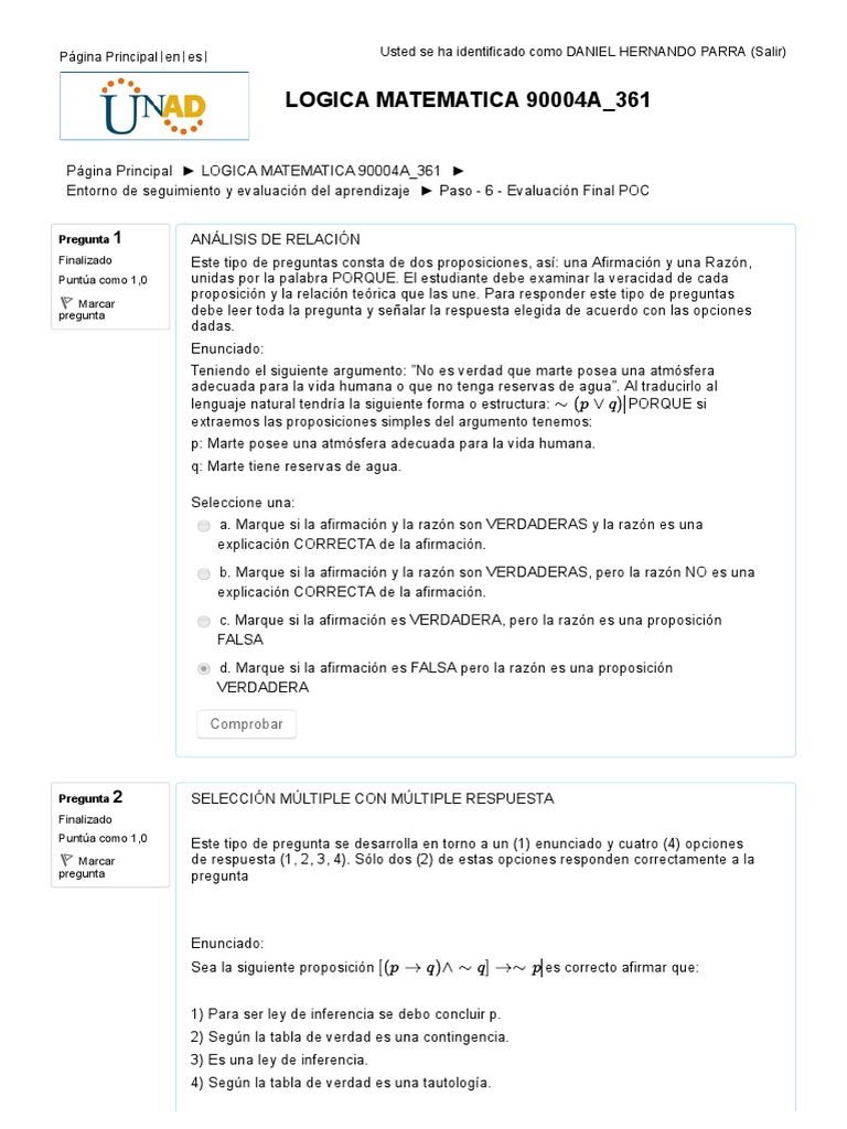 Paso - 6 - Evaluación Final POC | PDF | Proposición | Razón
