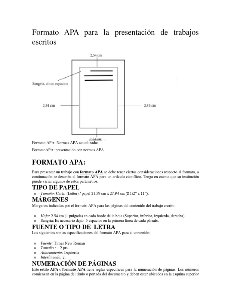Formato APA Para La Presentación de Trabajos Escritos