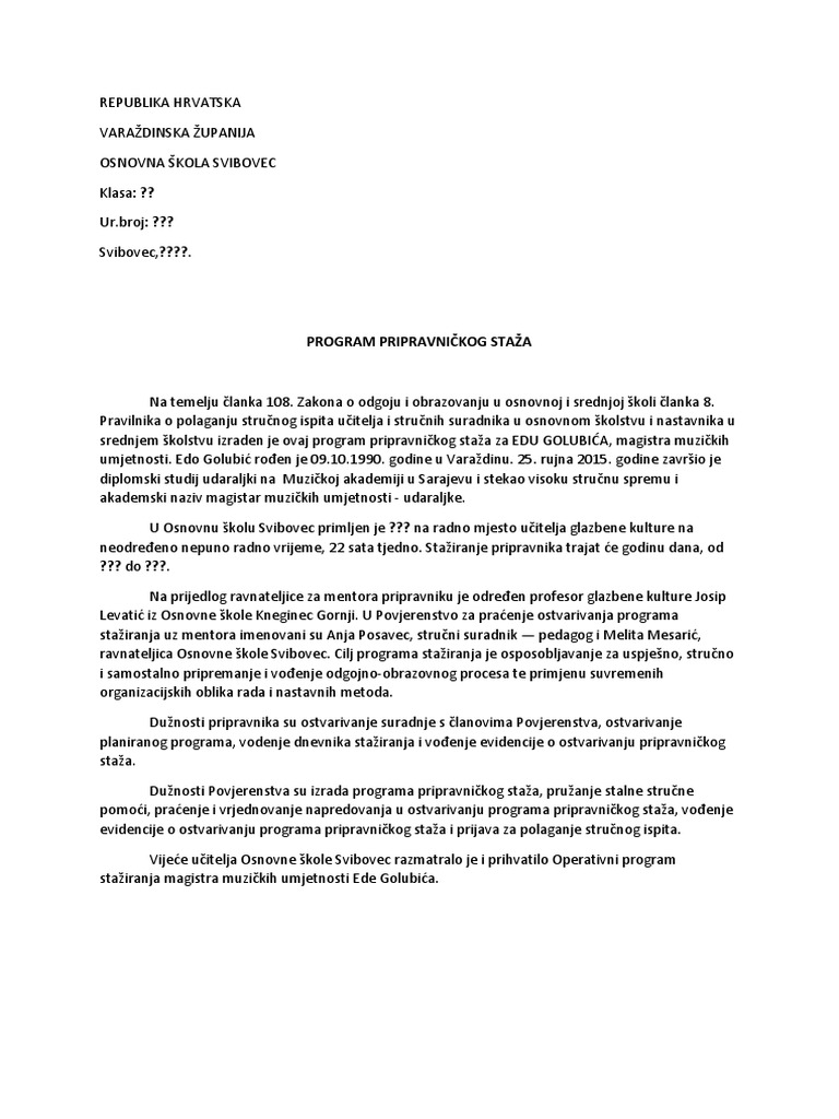 Plan I Program Stažiranja | PDF