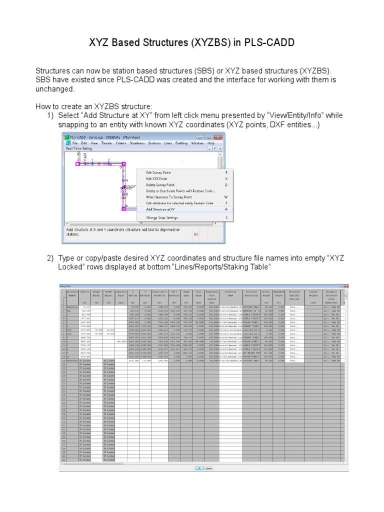 XYZ Based Structures User Guide PLSCADD | PDF | Cartesian Coordinate ...