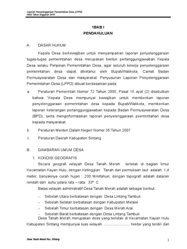 Laporan LPPD Desa Tanah Merah 2010 | PDF