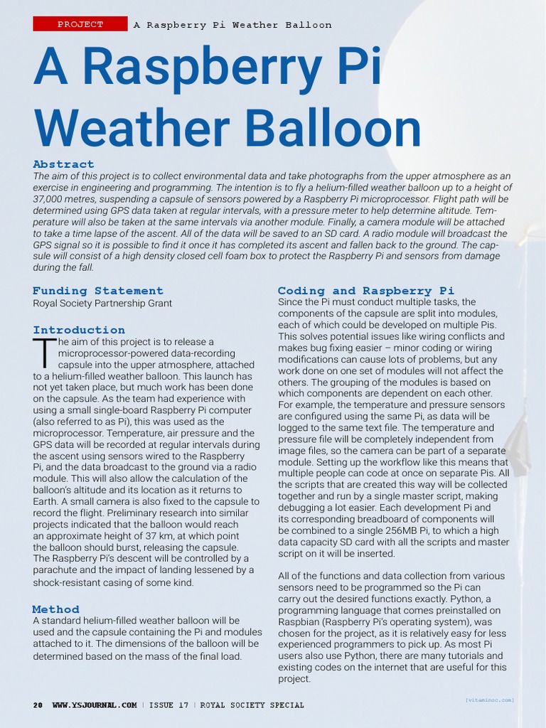 A Weather Balloon Using A Raspberry Pi | Download Free PDF | Raspberry ...