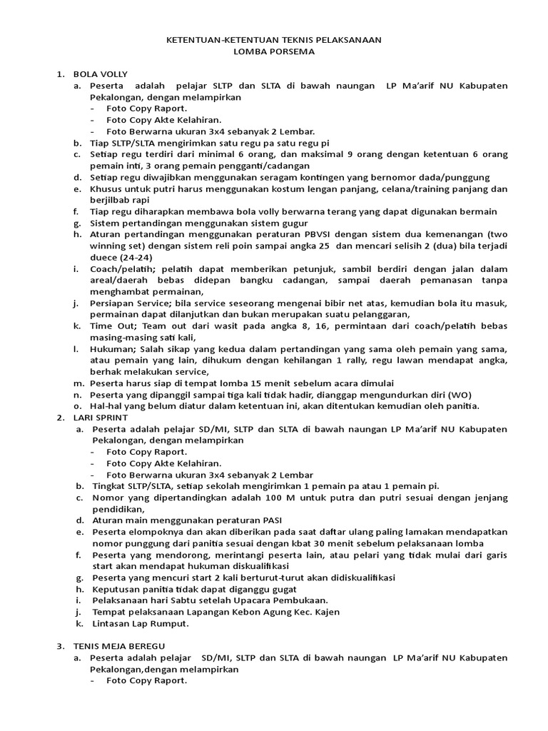 Ketentuan Porsema | PDF