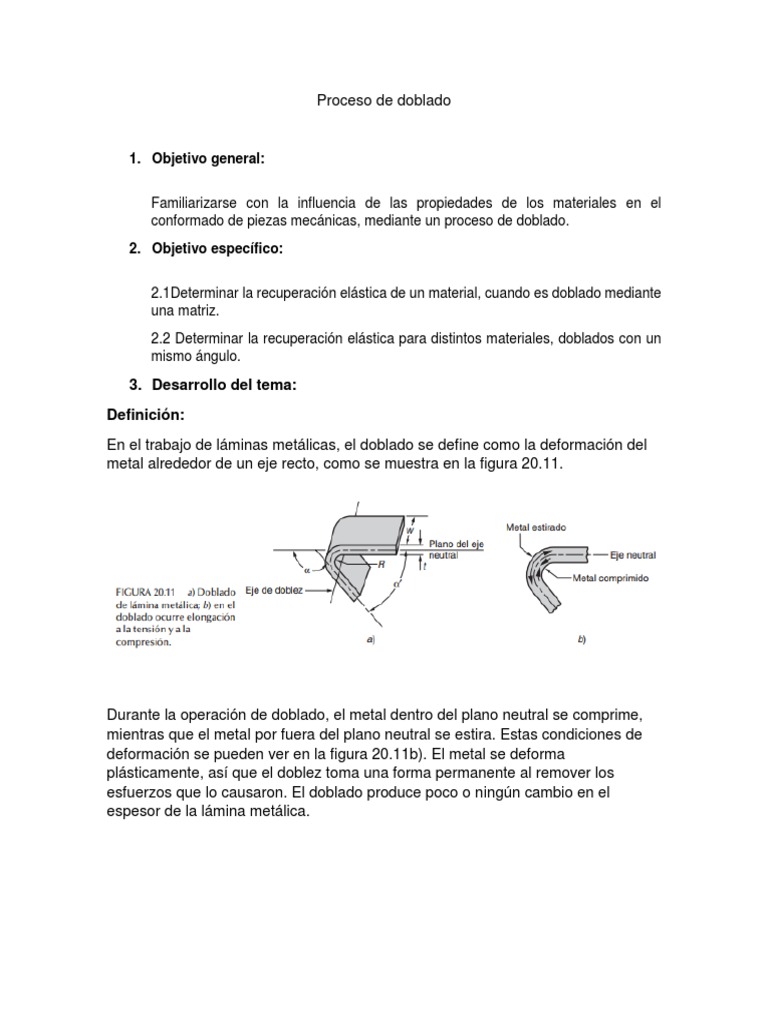 Tipos y Proceso de Doblado de Metales | PDF | Elasticidad (Física) | Rieles