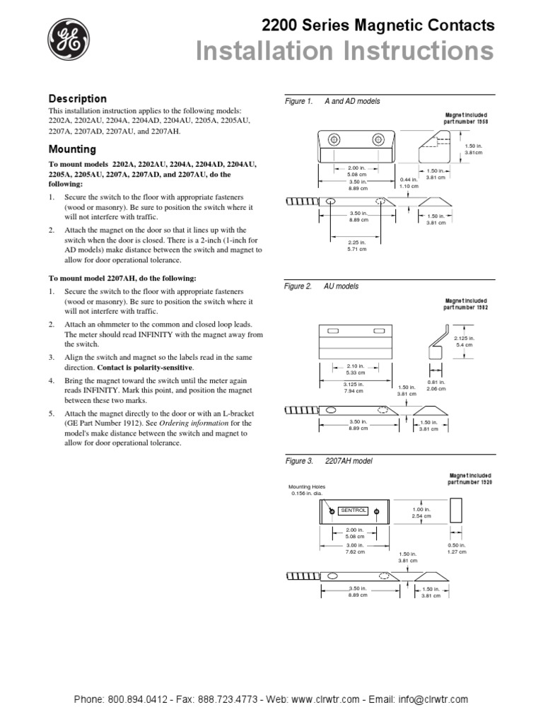 Sentrol 2200 Series Manual | PDF | Switch | Components