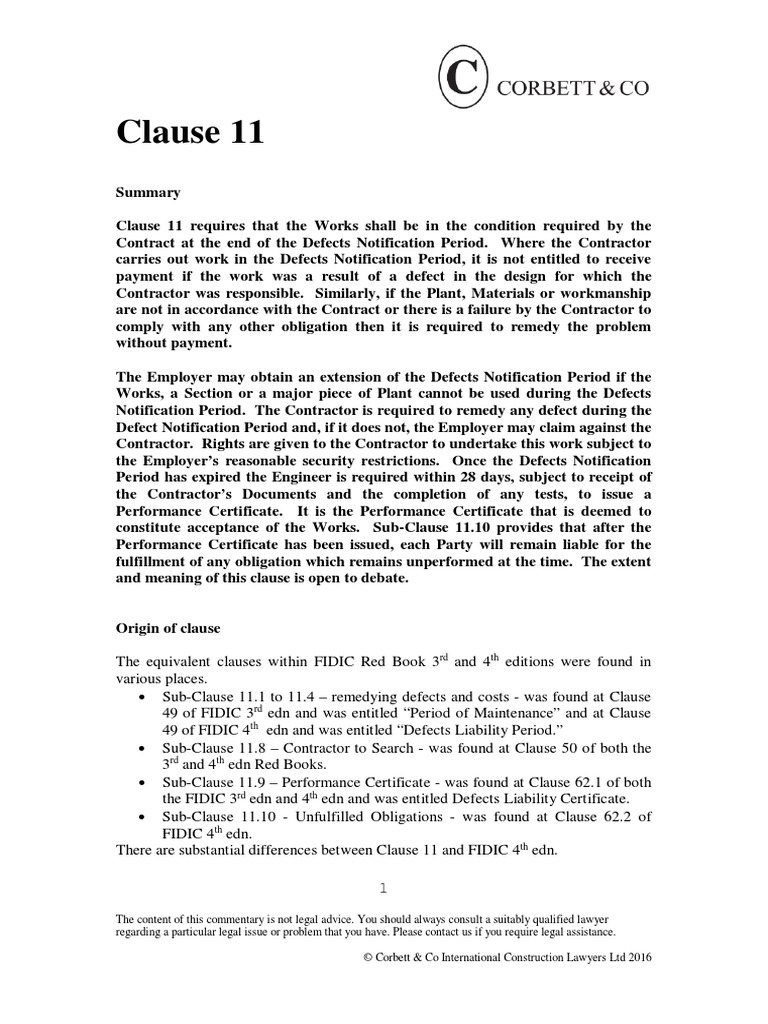Clause-11.pdf | Breach Of Contract | General Contractor