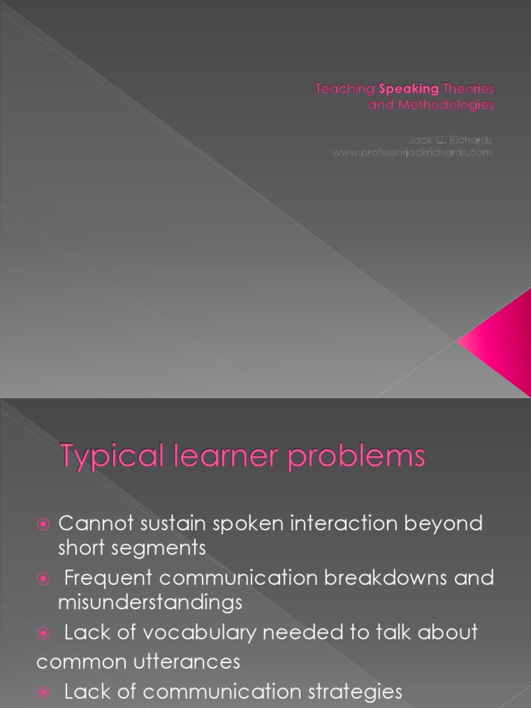 Teaching Speaking Theories and Methodologies | PDF | Conversation ...