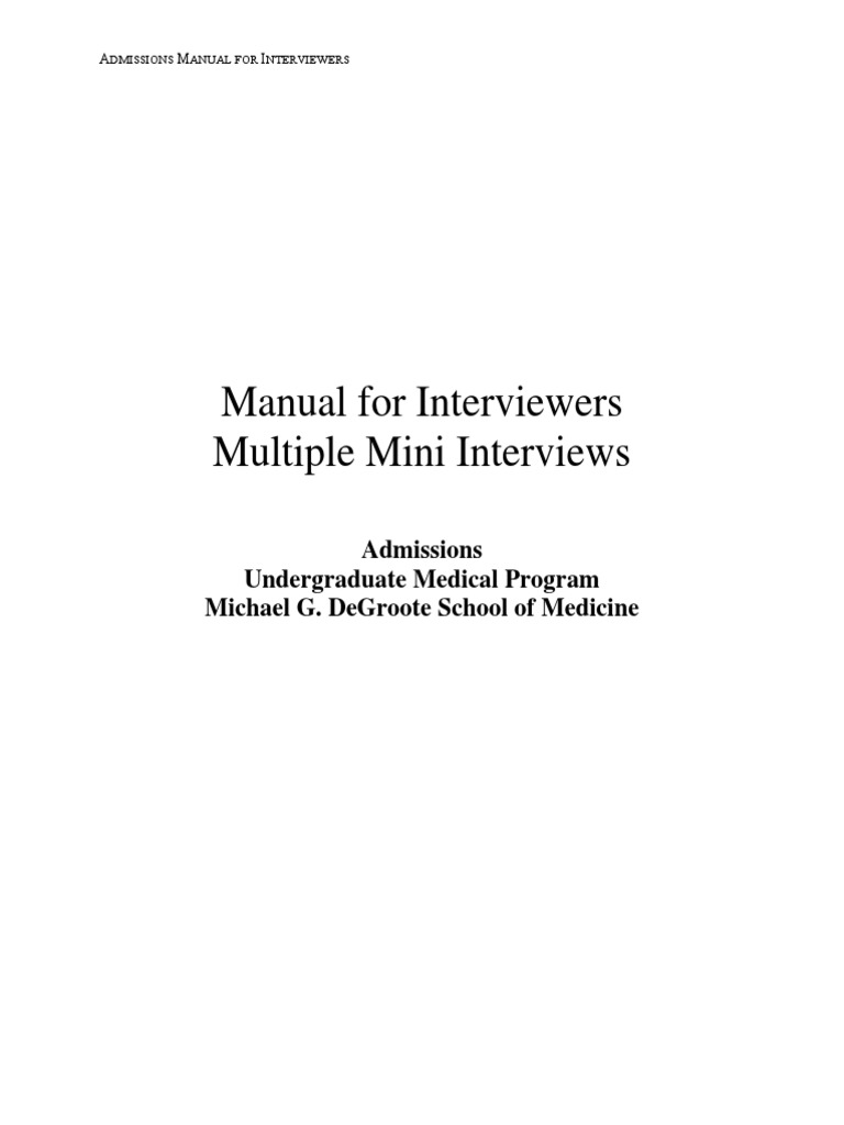Interviewer Manual 2016 | PDF | Competence (Human Resources) | Patient Safety