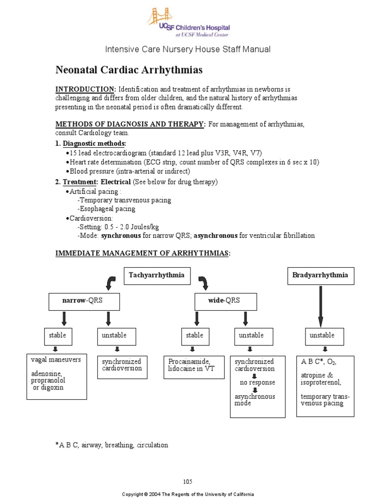 Neonatal Cardiac Arrhythmias: Intensive Care Nursery House Staff Manual ...