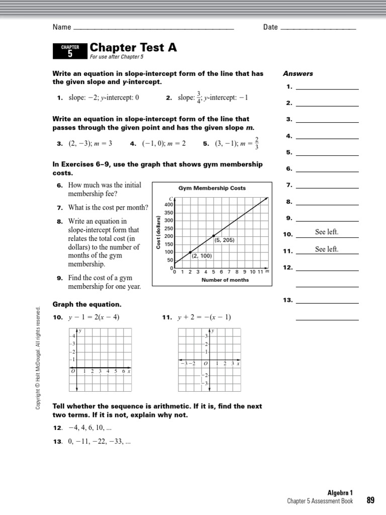 Holt Algebra 1 - Chapter 05 Test PDF | PDF | Fahrenheit | Elementary ...