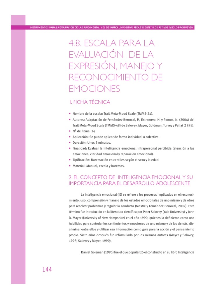 Trait Meta Mood Scale Tmms 24 | PDF | Alfa de Cronbach | Las emociones
