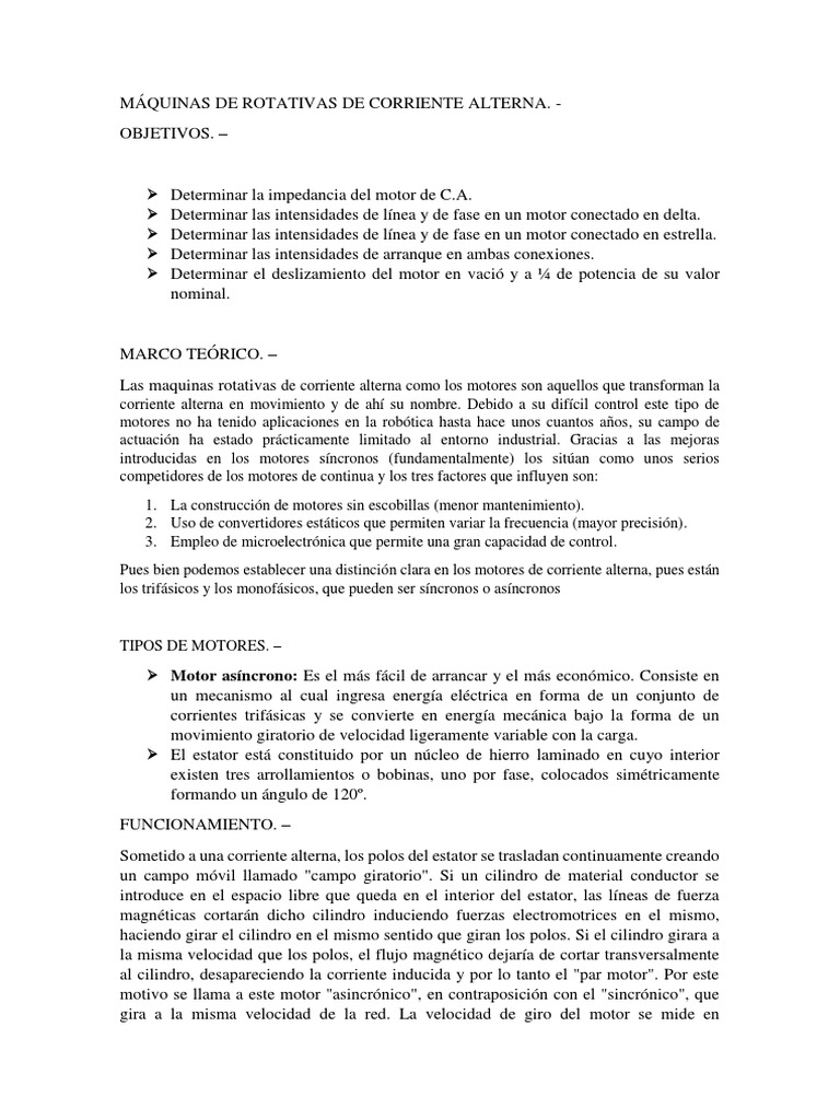 Máquinas de Rotativas de Corriente Alterna | PDF | Motor eléctrico | Corriente eléctrica