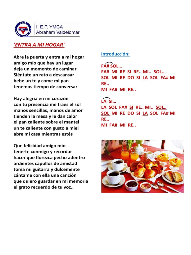 Letra y Notas de Entra A Mi Hogar | PDF