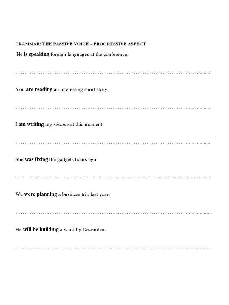 Passive Voice - Progressive Aspect | PDF