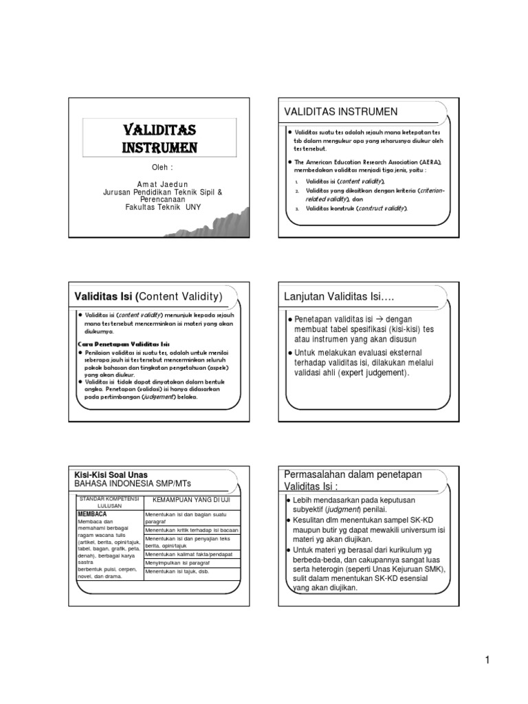 Validitas Instrumen | PDF
