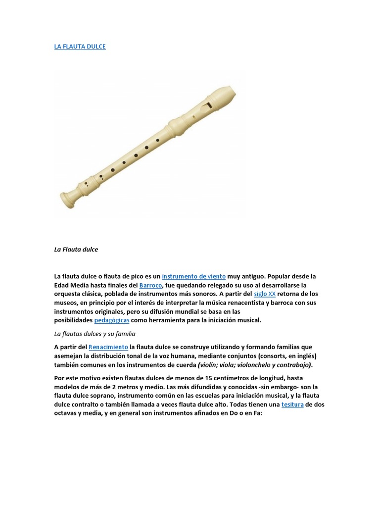 La Flauta Dulce | PDF | Grabadora (instrumento musical) | Flauta
