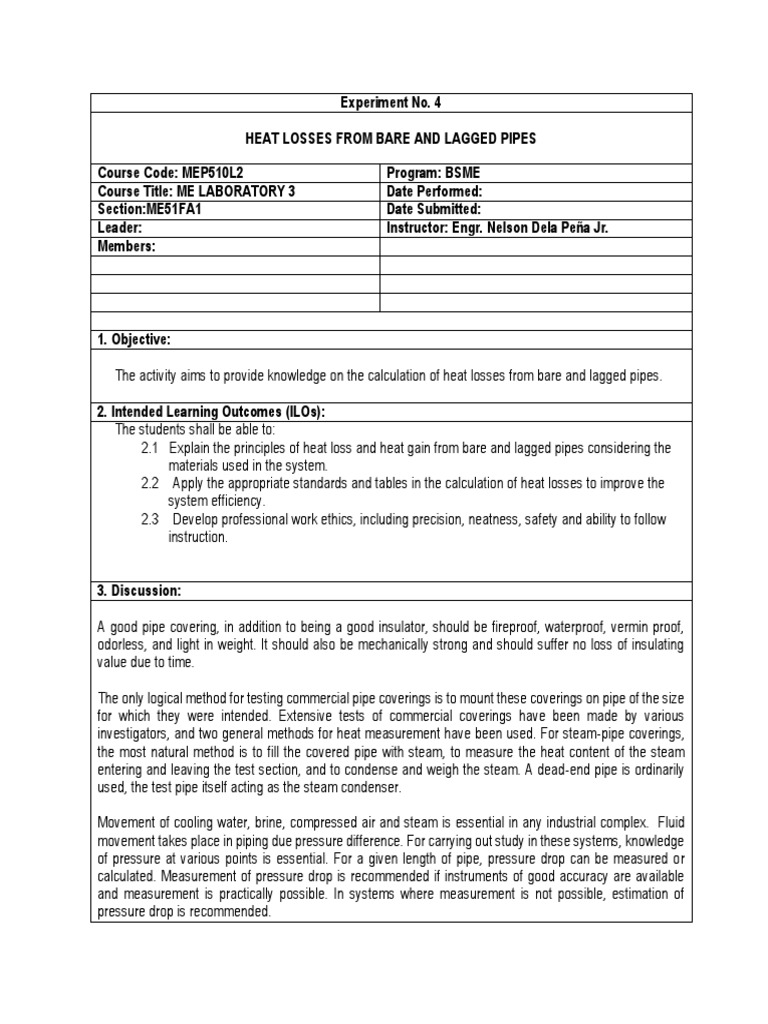 Heat Loss Calculation in Steam Pipelines | PDF | Celsius | Heat Transfer